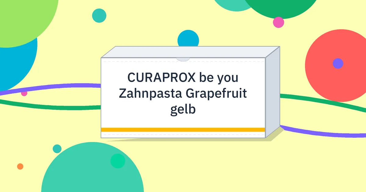 Symbolbild: Packung mit der Aufschrift CURAPROX be you Zahnpasta Grapefruit gelb (PZN 17448839) – Verfügbarkeit und Bezug in Apotheken in Frankfurt am Main