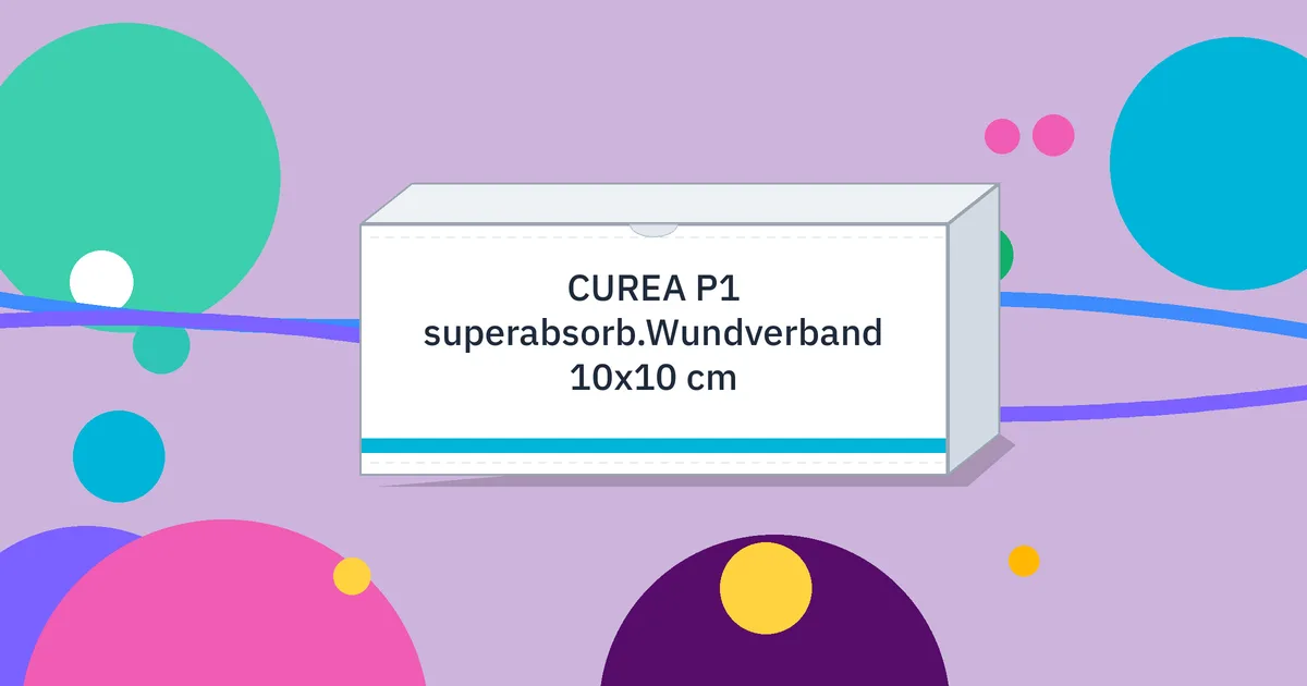 Symbolbild: Packung mit der Aufschrift CUREA P1 superabsorb.Wundverband 10x10 cm (PZN 11586724) – Verfügbarkeit und Bezug in Apotheken in Frankfurt am Main
