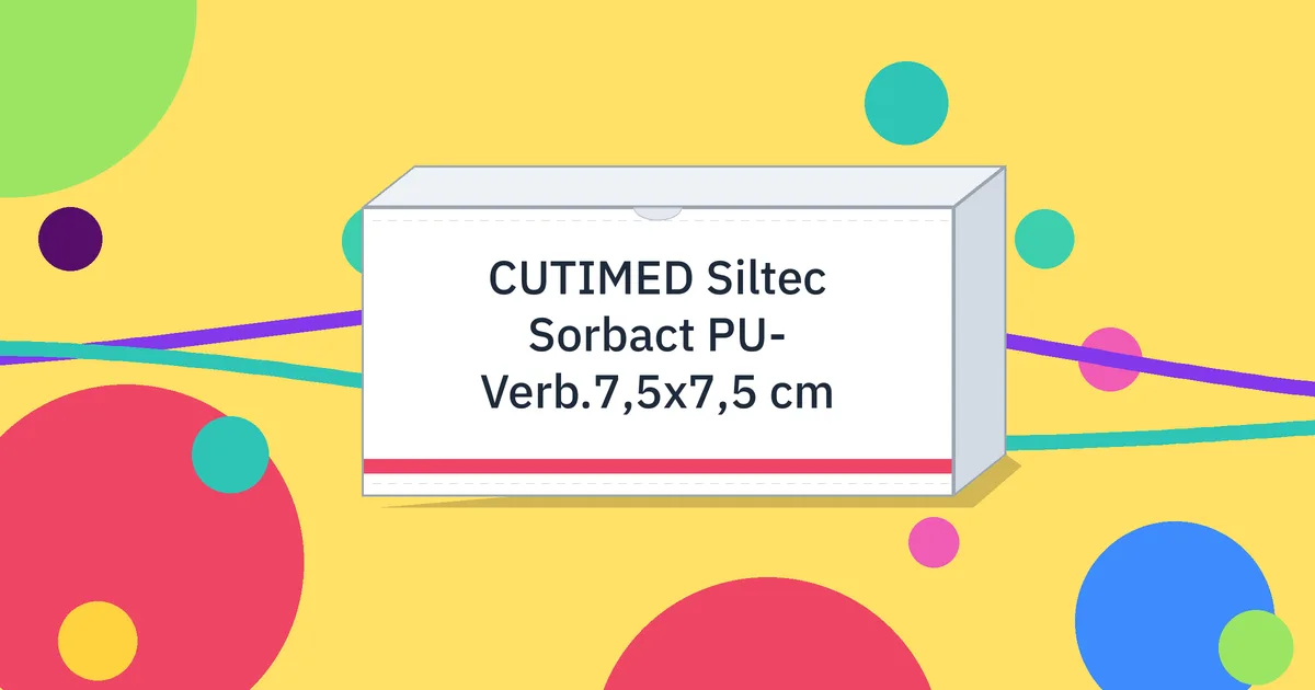 Symbolbild: Packung mit der Aufschrift CUTIMED Siltec Sorbact PU-Verb.7,5x7,5 cm (PZN 12432816) – Verfügbarkeit und Bezug in Apotheken in Frankfurt am Main