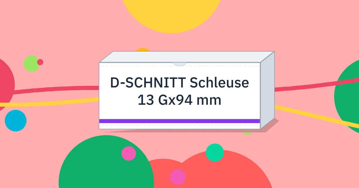 Symbolbild: Packung mit der Aufschrift D-SCHNITT Schleuse 13 Gx94 mm (PZN 10356979) – Verfügbarkeit und Bezug in Apotheken in Frankfurt am Main