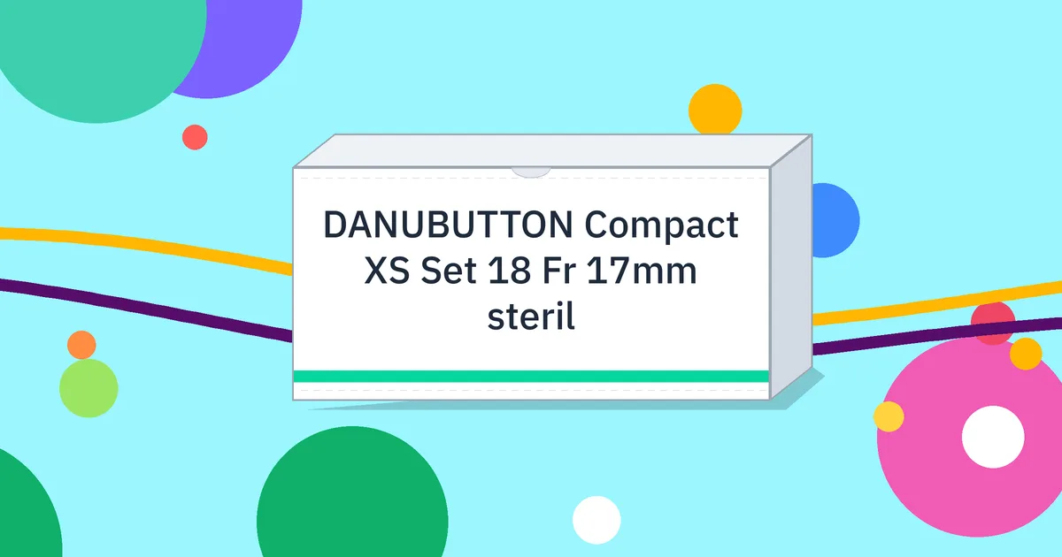Symbolbild: Packung mit der Aufschrift DANUBUTTON Compact XS Set 18 Fr 17mm steril (PZN 19852993) – Verfügbarkeit und Bezug in Apotheken in Frankfurt am Main