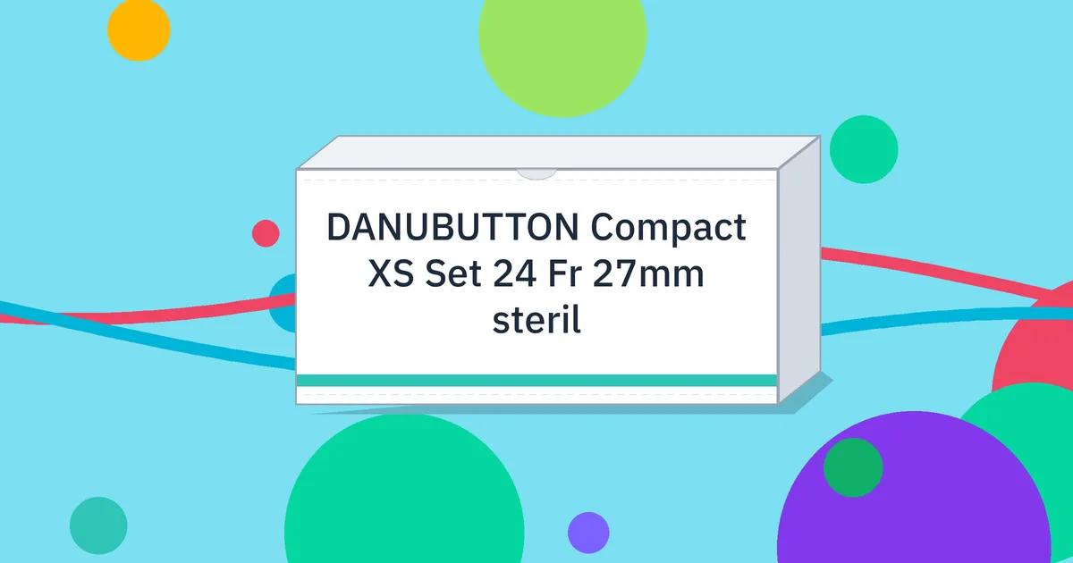 Symbolbild: Packung mit der Aufschrift DANUBUTTON Compact XS Set 24 Fr 27mm steril (PZN 19853395) – Verfügbarkeit und Bezug in Apotheken in Frankfurt am Main