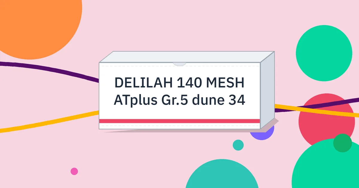 Symbolbild: Packung mit der Aufschrift DELILAH 140 MESH ATplus Gr.5 dune 34 (PZN 13850504) – Verfügbarkeit und Bezug in Apotheken in Frankfurt am Main