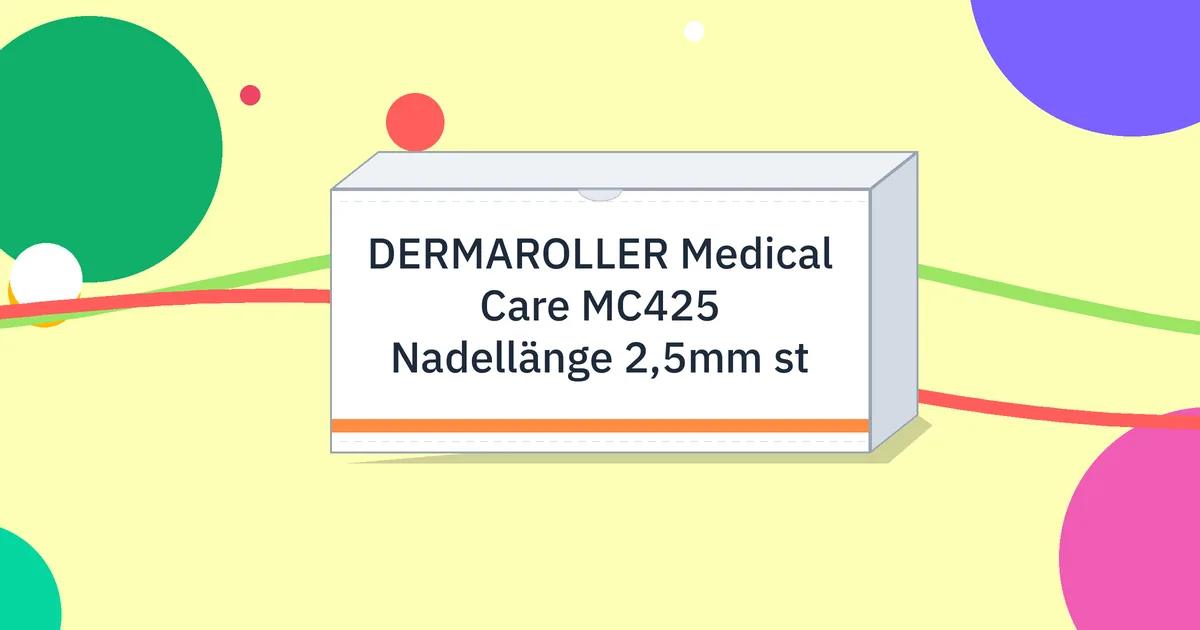 Symbolbild: Packung mit der Aufschrift DERMAROLLER Medical Care MC425 Nadellänge 2,5mm st (PZN 19399542) – Verfügbarkeit und Bezug in Apotheken in Frankfurt am Main