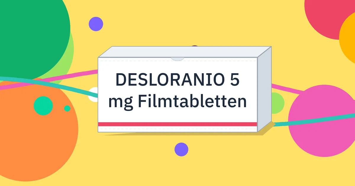 Symbolbild: Packung mit der Aufschrift DESLORANIO 5 mg Filmtabletten (PZN 17627246) – Verfügbarkeit und Bezug in Apotheken in Frankfurt am Main