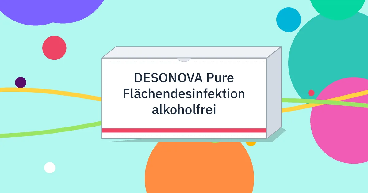 Symbolbild: Packung mit der Aufschrift DESONOVA Pure Flächendesinfektion alkoholfrei (PZN 20371276) – Verfügbarkeit und Bezug in Apotheken in Frankfurt am Main
