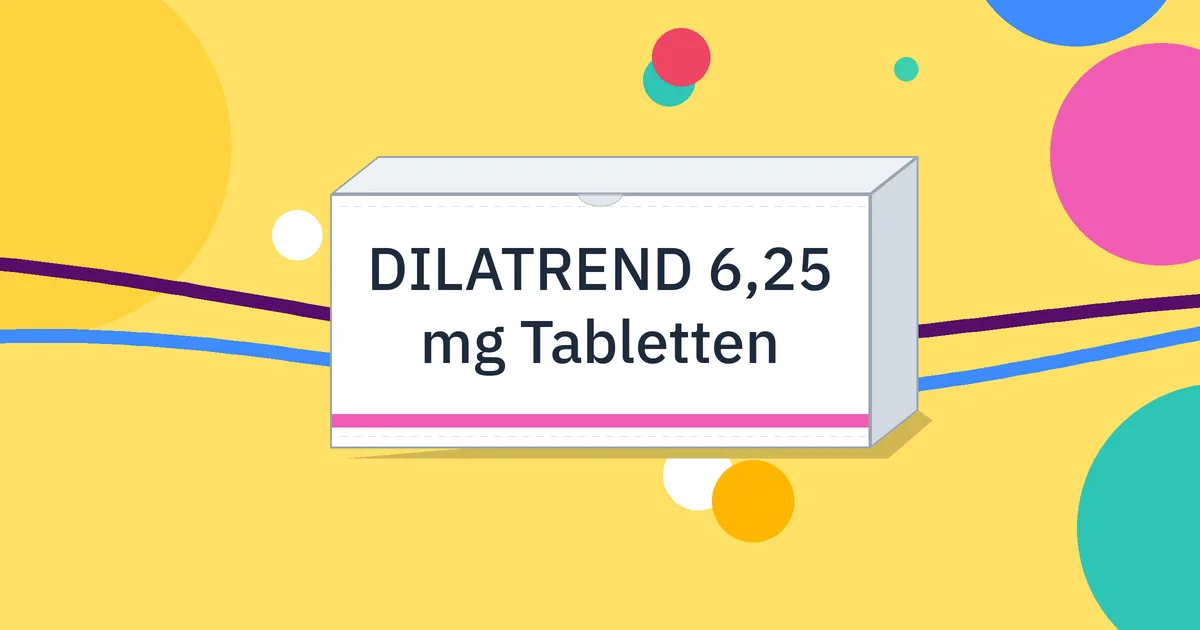 Symbolbild: Packung mit der Aufschrift DILATREND 6,25 mg Tabletten (PZN 07428994) – Verfügbarkeit und Bezug in Apotheken in Frankfurt am Main