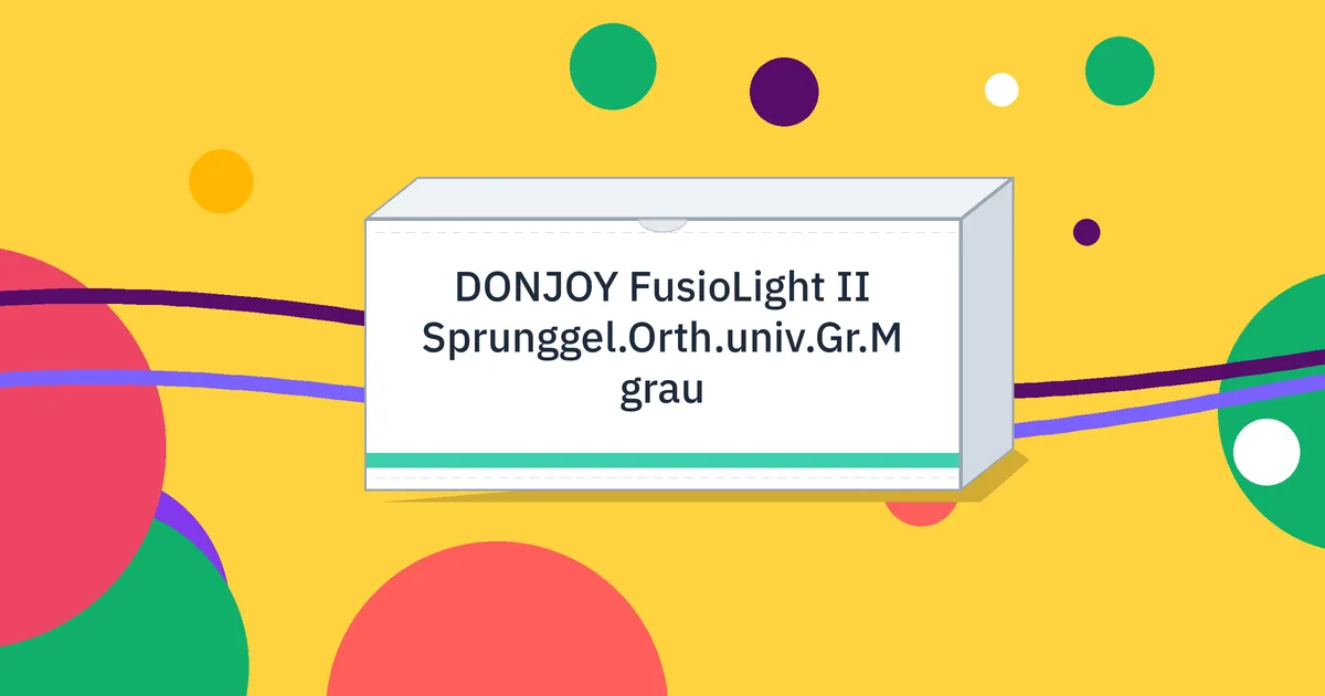 Symbolbild: Packung mit der Aufschrift DONJOY FusioLight II Sprunggel.Orth.univ.Gr.M grau (PZN 18737764) – Verfügbarkeit und Bezug in Apotheken in Frankfurt am Main
