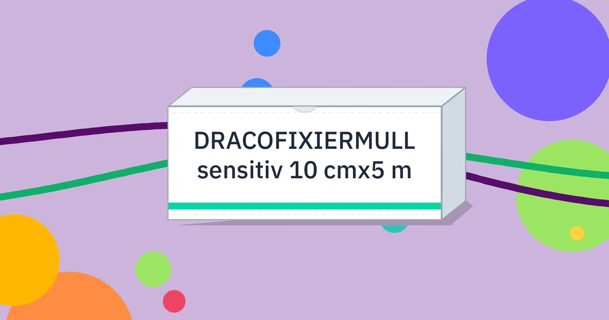 Symbolbild: Packung mit der Aufschrift DRACOFIXIERMULL sensitiv 10 cmx5 m (PZN 16890065) – Verfügbarkeit und Bezug in Apotheken in Frankfurt am Main