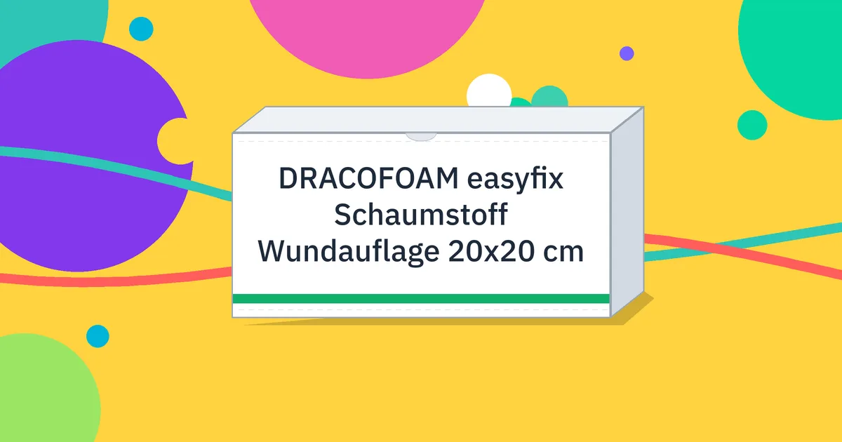 Symbolbild: Packung mit der Aufschrift DRACOFOAM easyfix Schaumstoff Wundauflage 20x20 cm (PZN 19156851) – Verfügbarkeit und Bezug in Apotheken in Frankfurt am Main