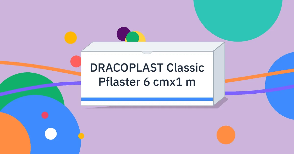 Symbolbild: Packung mit der Aufschrift DRACOPLAST Classic Pflaster 6 cmx1 m (PZN 09513540) – Verfügbarkeit und Bezug in Apotheken in Frankfurt am Main