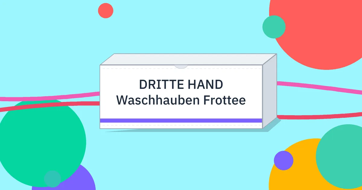 Symbolbild: Packung mit der Aufschrift DRITTE HAND Waschhauben Frottee (PZN 07223826) – Verfügbarkeit und Bezug in Apotheken in Frankfurt am Main