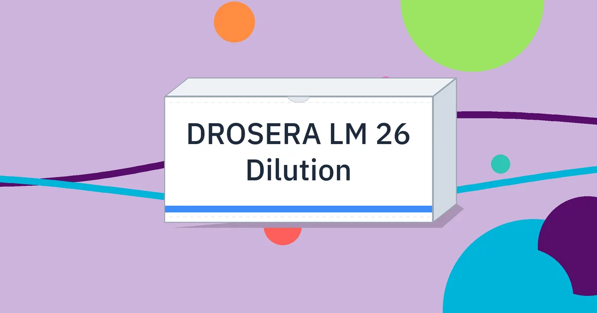 Symbolbild: Packung mit der Aufschrift DROSERA LM 26 Dilution (PZN 12843264) – Verfügbarkeit und Bezug in Apotheken in Frankfurt am Main