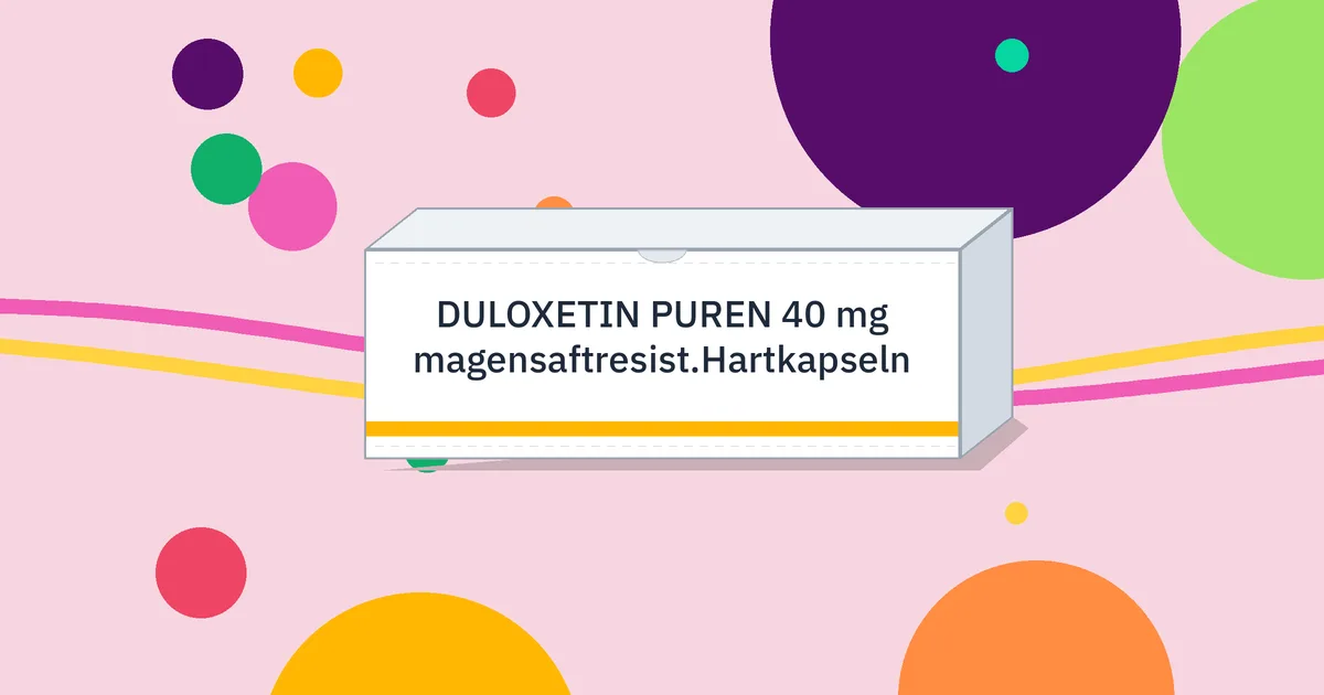 Symbolbild: Packung mit der Aufschrift DULOXETIN PUREN 40 mg magensaftresist.Hartkapseln (PZN 11176009) – Verfügbarkeit und Bezug in Apotheken in Frankfurt am Main