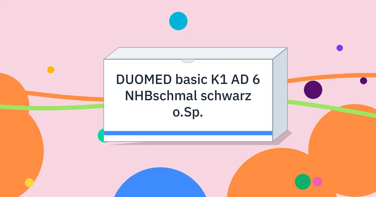 Symbolbild: Packung mit der Aufschrift DUOMED basic K1 AD 6 NHBschmal schwarz o.Sp. (PZN 20903744) – Verfügbarkeit und Bezug in Apotheken in Frankfurt am Main