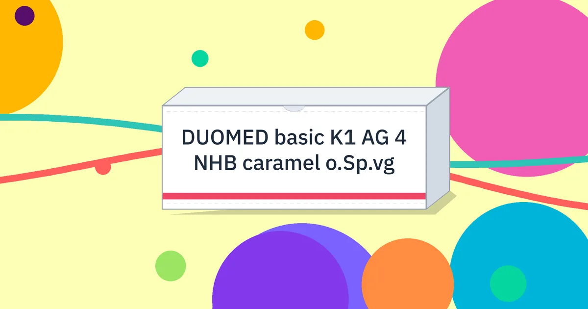 Symbolbild: Packung mit der Aufschrift DUOMED basic K1 AG 4 NHB caramel o.Sp.vg (PZN 20905281) – Verfügbarkeit und Bezug in Apotheken in Frankfurt am Main