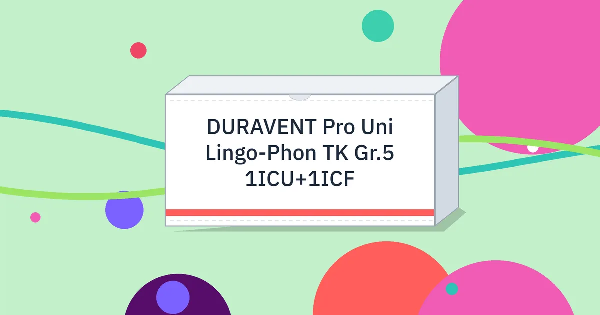 Symbolbild: Packung mit der Aufschrift DURAVENT Pro Uni Lingo-Phon TK Gr.5 1ICU+1ICF (PZN 19246287) – Verfügbarkeit und Bezug in Apotheken in Frankfurt am Main