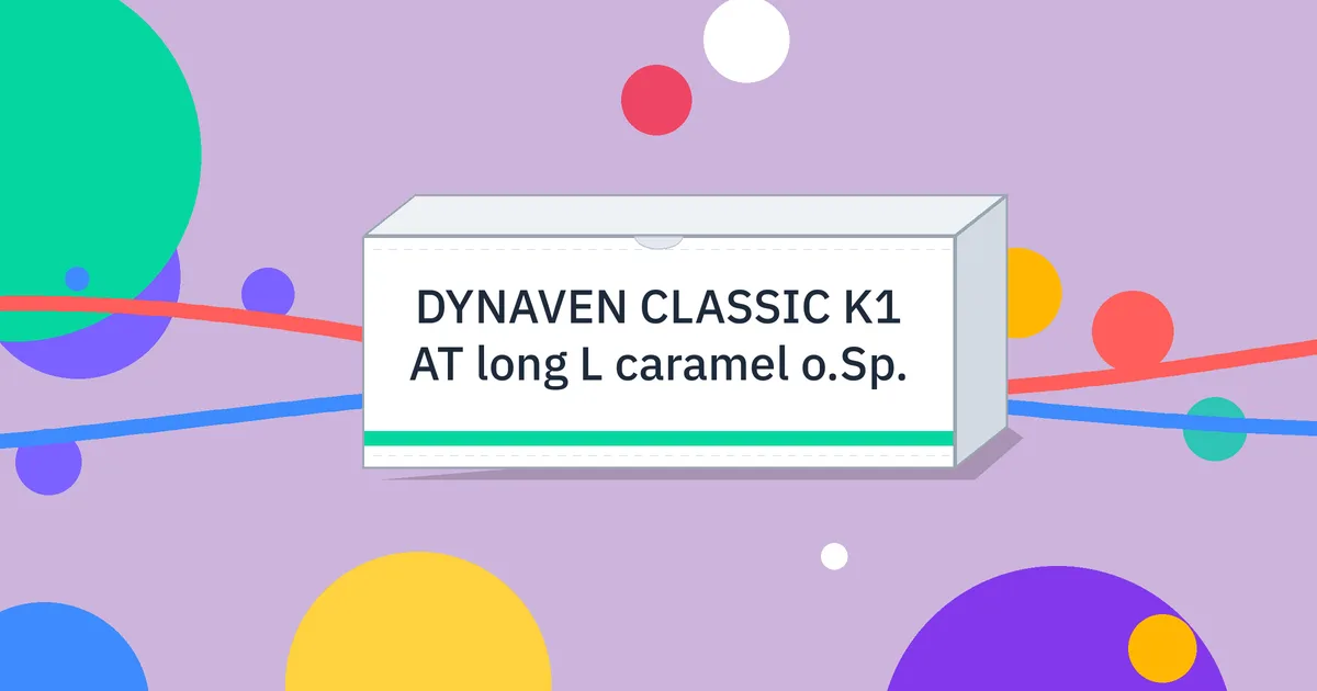 Symbolbild: Packung mit der Aufschrift DYNAVEN CLASSIC K1 AT long L caramel o.Sp. (PZN 18416126) – Verfügbarkeit und Bezug in Apotheken in Frankfurt am Main