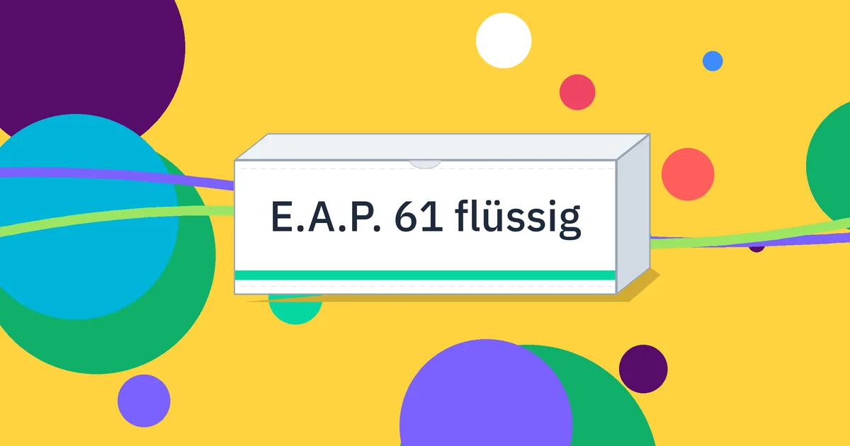Symbolbild: Packung mit der Aufschrift E.A.P. 61 flüssig (PZN 03041264) – Verfügbarkeit und Bezug in Apotheken in Frankfurt am Main