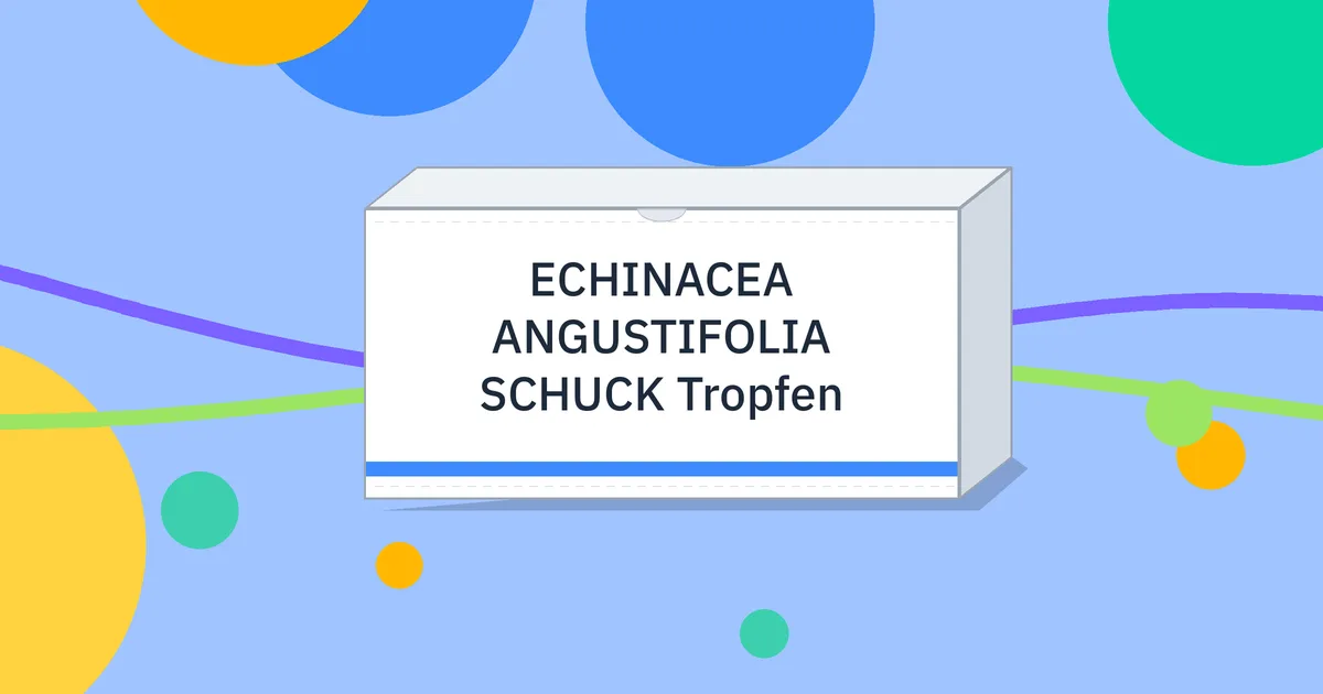 Symbolbild: Packung mit der Aufschrift ECHINACEA ANGUSTIFOLIA SCHUCK Tropfen (PZN 03424284) – Verfügbarkeit und Bezug in Apotheken in Frankfurt am Main