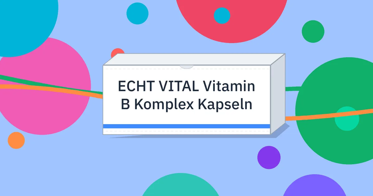 Symbolbild: Packung mit der Aufschrift ECHT VITAL Vitamin B Komplex Kapseln (PZN 12563518) – Verfügbarkeit und Bezug in Apotheken in Frankfurt am Main