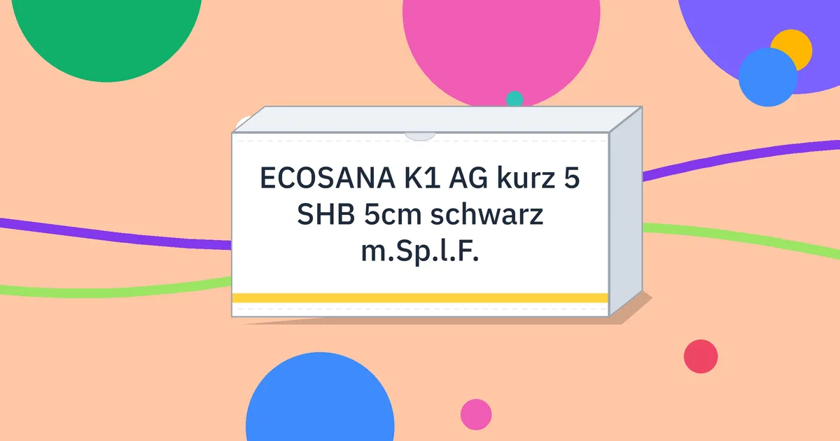 Symbolbild: Packung mit der Aufschrift ECOSANA K1 AG kurz 5 SHB 5cm schwarz m.Sp.l.F. (PZN 04728862) – Verfügbarkeit und Bezug in Apotheken in Frankfurt am Main