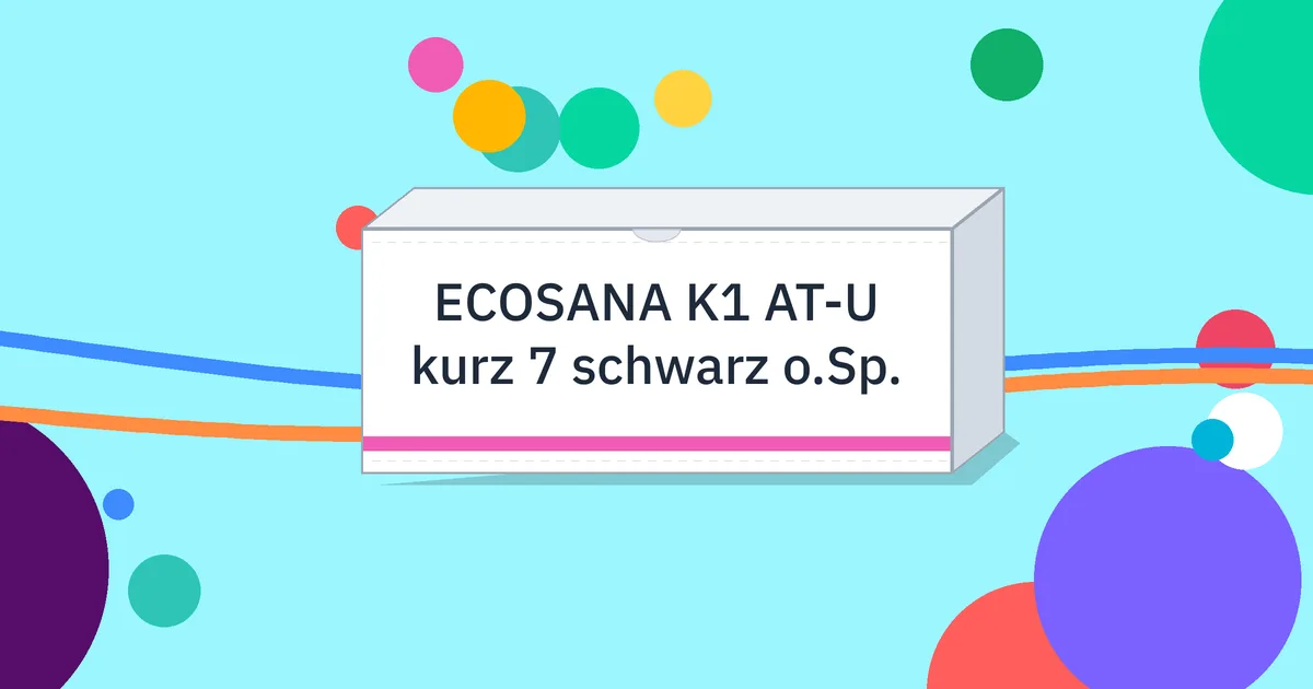 Symbolbild: Packung mit der Aufschrift ECOSANA K1 AT-U kurz 7 schwarz o.Sp. (PZN 04735508) – Verfügbarkeit und Bezug in Apotheken in Frankfurt am Main