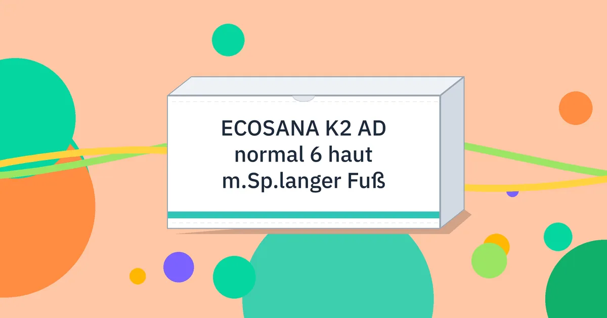 Symbolbild: Packung mit der Aufschrift ECOSANA K2 AD normal 6 haut m.Sp.langer Fuß (PZN 10956047) – Verfügbarkeit und Bezug in Apotheken in Frankfurt am Main