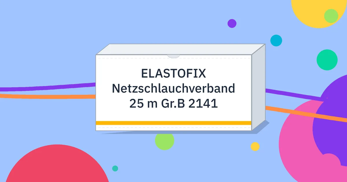 Symbolbild: Packung mit der Aufschrift ELASTOFIX Netzschlauchverband 25 m Gr.B 2141 (PZN 01647608) – Verfügbarkeit und Bezug in Apotheken in Frankfurt am Main