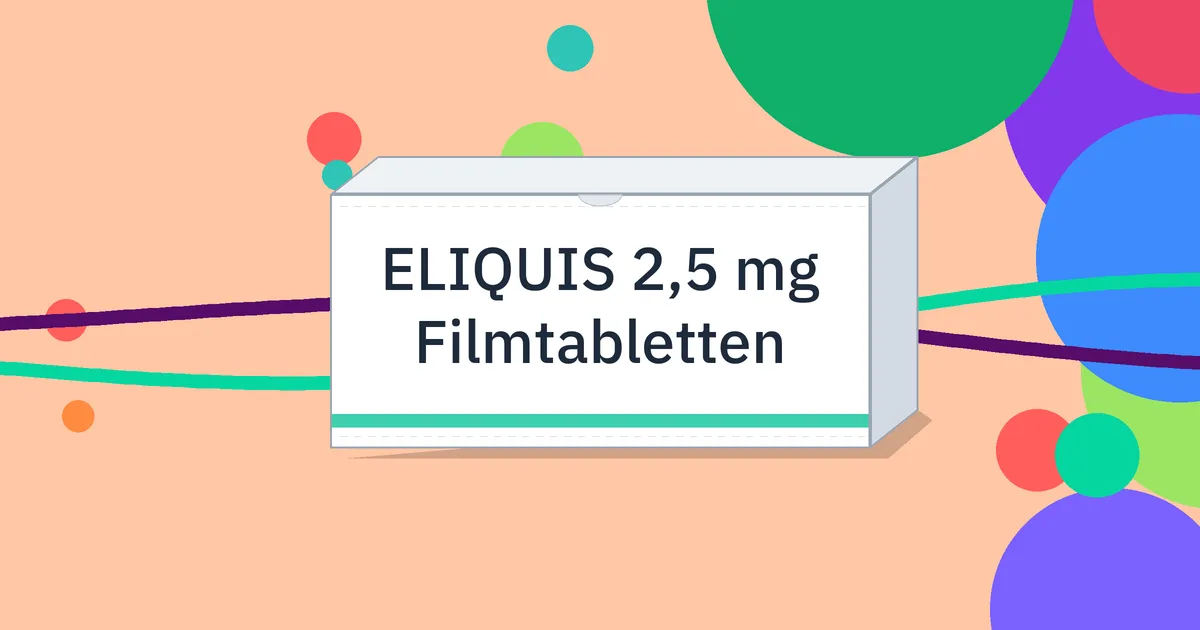 Symbolbild: Packung mit der Aufschrift ELIQUIS 2,5 mg Filmtabletten (PZN 18761975) – Verfügbarkeit und Bezug in Apotheken in Frankfurt am Main