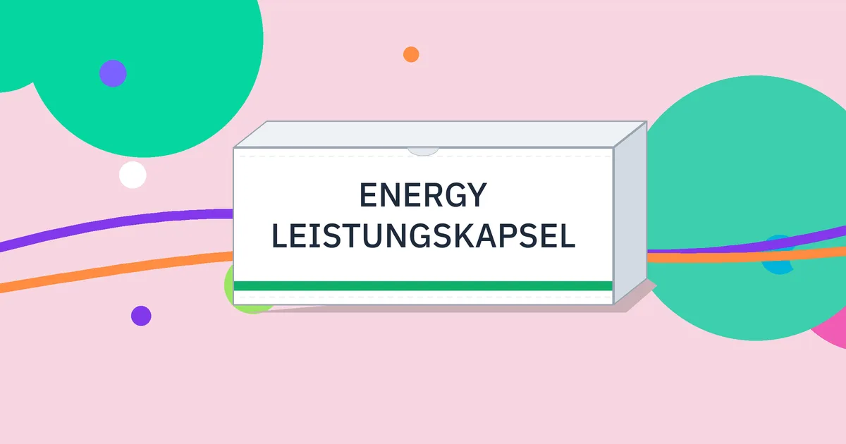 Symbolbild: Packung mit der Aufschrift ENERGY LEISTUNGSKAPSEL (PZN 17605204) – Verfügbarkeit und Bezug in Apotheken in Frankfurt am Main