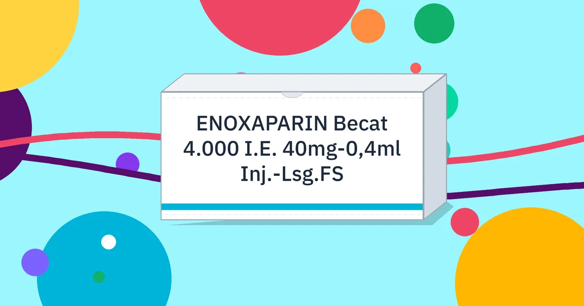 Symbolbild: Packung mit der Aufschrift ENOXAPARIN Becat 4.000 I.E. 40mg-0,4ml Inj.-Lsg.FS (PZN 18207575) – Verfügbarkeit und Bezug in Apotheken in Frankfurt am Main