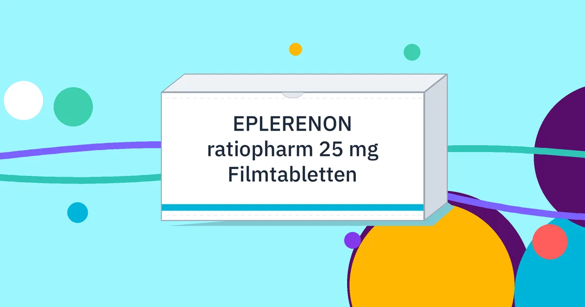 Symbolbild: Packung mit der Aufschrift EPLERENON ratiopharm 25 mg Filmtabletten (PZN 14035812) – Verfügbarkeit und Bezug in Apotheken in Frankfurt am Main