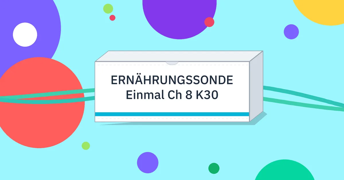 Symbolbild: Packung mit der Aufschrift ERNÄHRUNGSSONDE Einmal Ch 8 K30 (PZN 02438930) – Verfügbarkeit und Bezug in Apotheken in Frankfurt am Main