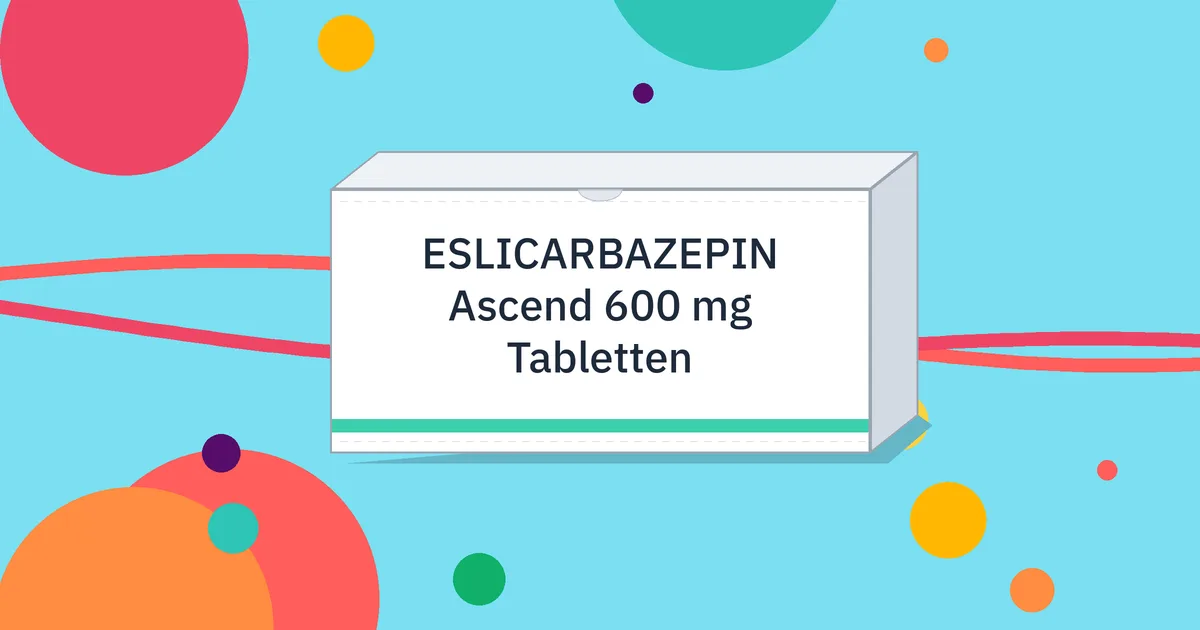 Symbolbild: Packung mit der Aufschrift ESLICARBAZEPIN Ascend 600 mg Tabletten (PZN 17849231) – Verfügbarkeit und Bezug in Apotheken in Frankfurt am Main