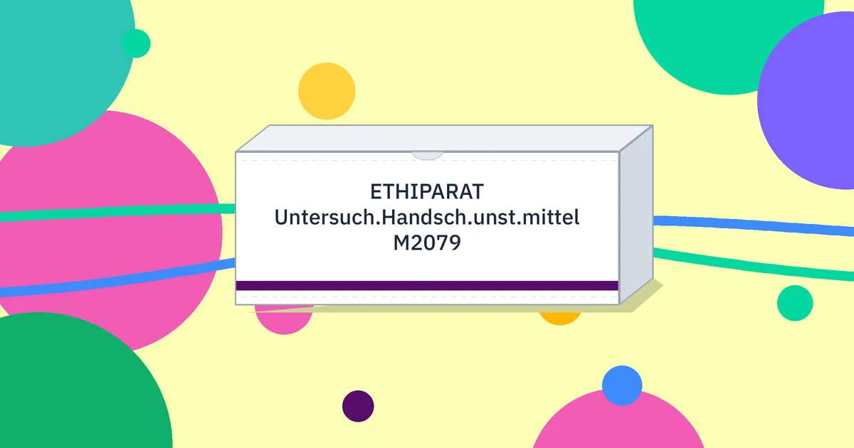 Symbolbild: Packung mit der Aufschrift ETHIPARAT Untersuch.Handsch.unst.mittel M2079 (PZN 00346595) – Verfügbarkeit und Bezug in Apotheken in Frankfurt am Main