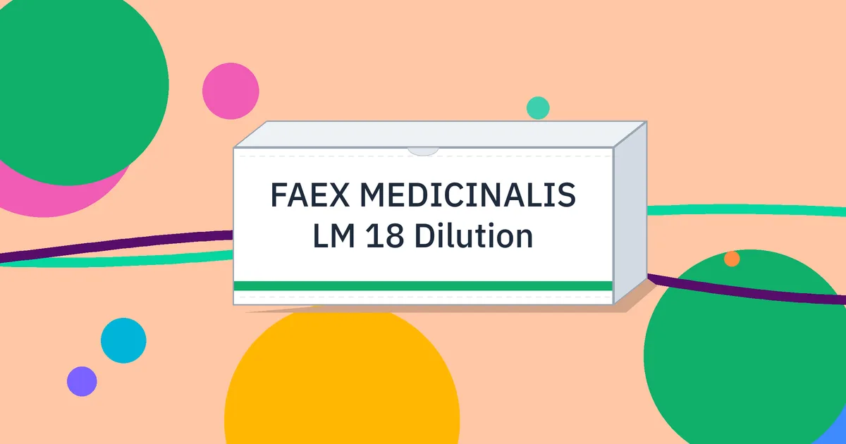 Symbolbild: Packung mit der Aufschrift FAEX MEDICINALIS LM 18 Dilution (PZN 13486091) – Verfügbarkeit und Bezug in Apotheken in Frankfurt am Main