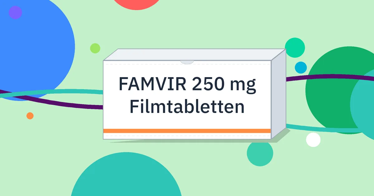 Symbolbild: Packung mit der Aufschrift FAMVIR 250 mg Filmtabletten (PZN 09490023) – Verfügbarkeit und Bezug in Apotheken in Frankfurt am Main