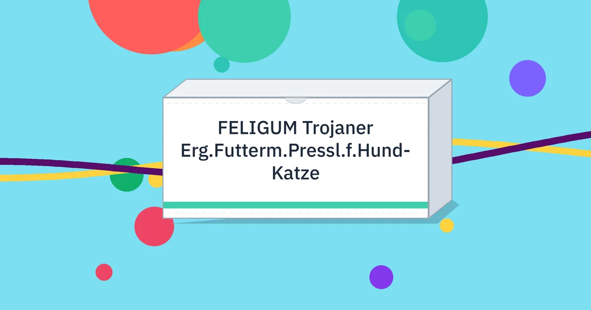 Symbolbild: Packung mit der Aufschrift FELIGUM Trojaner Erg.Futterm.Pressl.f.Hund-Katze (PZN 20366157) – Verfügbarkeit und Bezug in Apotheken in Frankfurt am Main