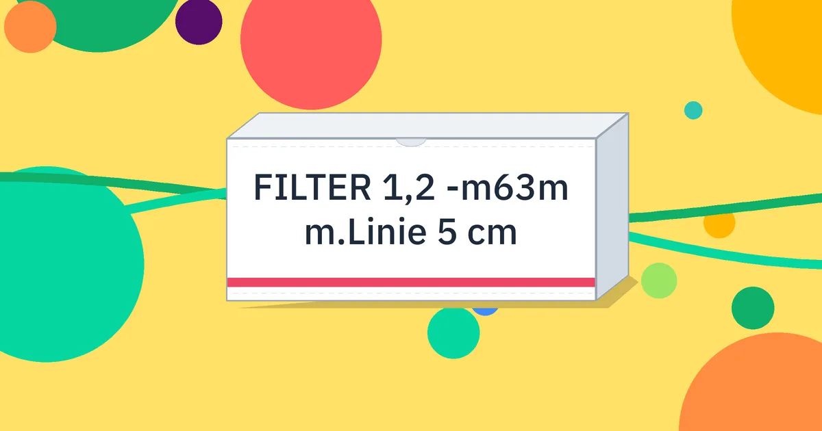 Symbolbild: Packung mit der Aufschrift FILTER 1,2 -m63m m.Linie 5 cm (PZN 19105606) – Verfügbarkeit und Bezug in Apotheken in Frankfurt am Main