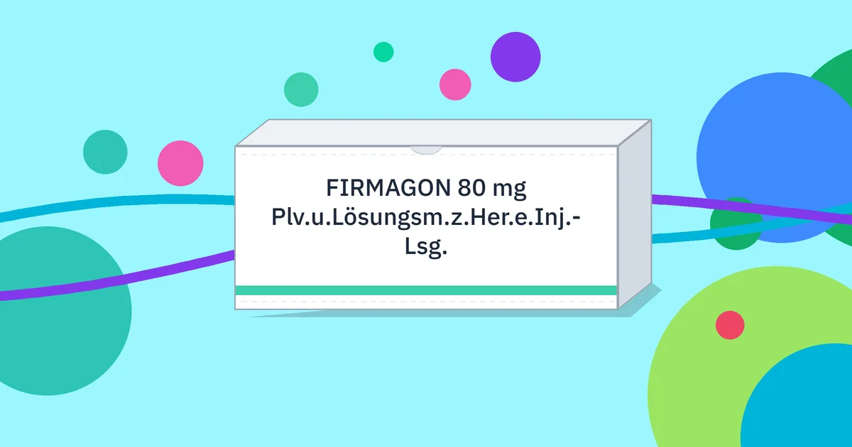 Symbolbild: Packung mit der Aufschrift FIRMAGON 80 mg Plv.u.Lösungsm.z.Her.e.Inj.-Lsg. (PZN 17824679) – Verfügbarkeit und Bezug in Apotheken in Frankfurt am Main