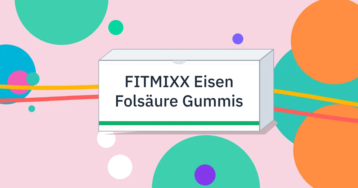 Symbolbild: Packung mit der Aufschrift FITMIXX Eisen Folsäure Gummis (PZN 20192295) – Verfügbarkeit und Bezug in Apotheken in Frankfurt am Main