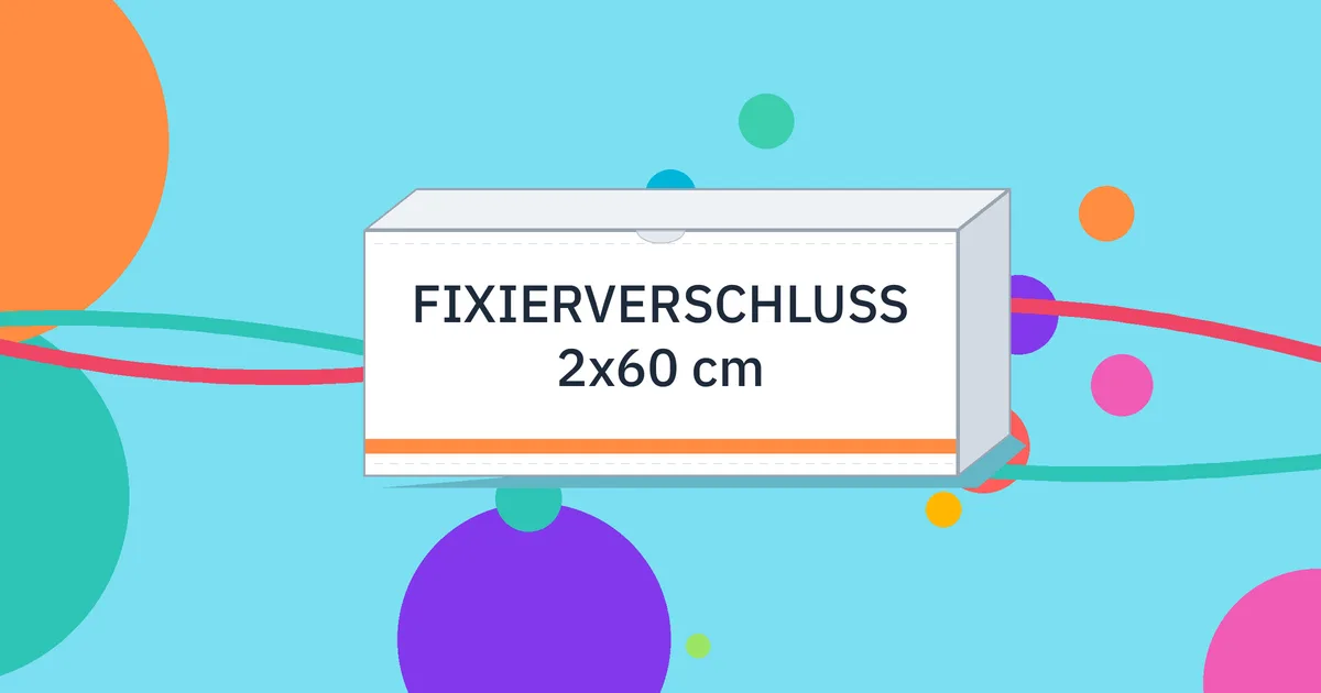 Symbolbild: Packung mit der Aufschrift FIXIERVERSCHLUSS 2x60 cm (PZN 00033695) – Verfügbarkeit und Bezug in Apotheken in Frankfurt am Main