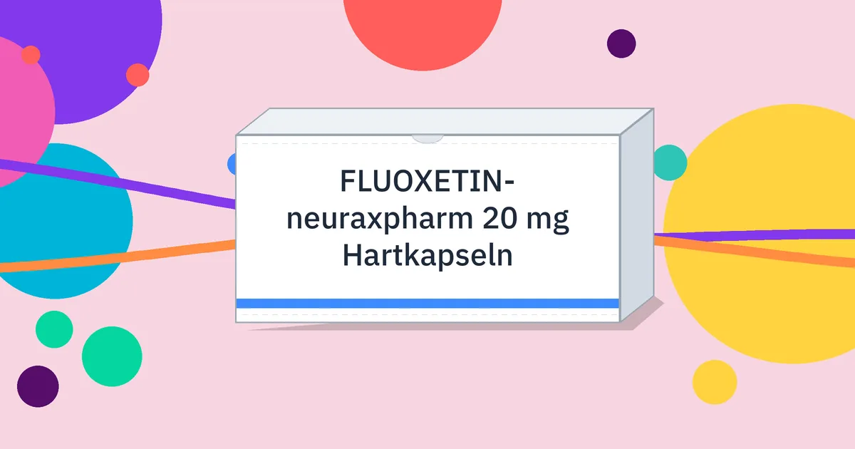 Symbolbild: Packung mit der Aufschrift FLUOXETIN-neuraxpharm 20 mg Hartkapseln (PZN 08515548) – Verfügbarkeit und Bezug in Apotheken in Frankfurt am Main