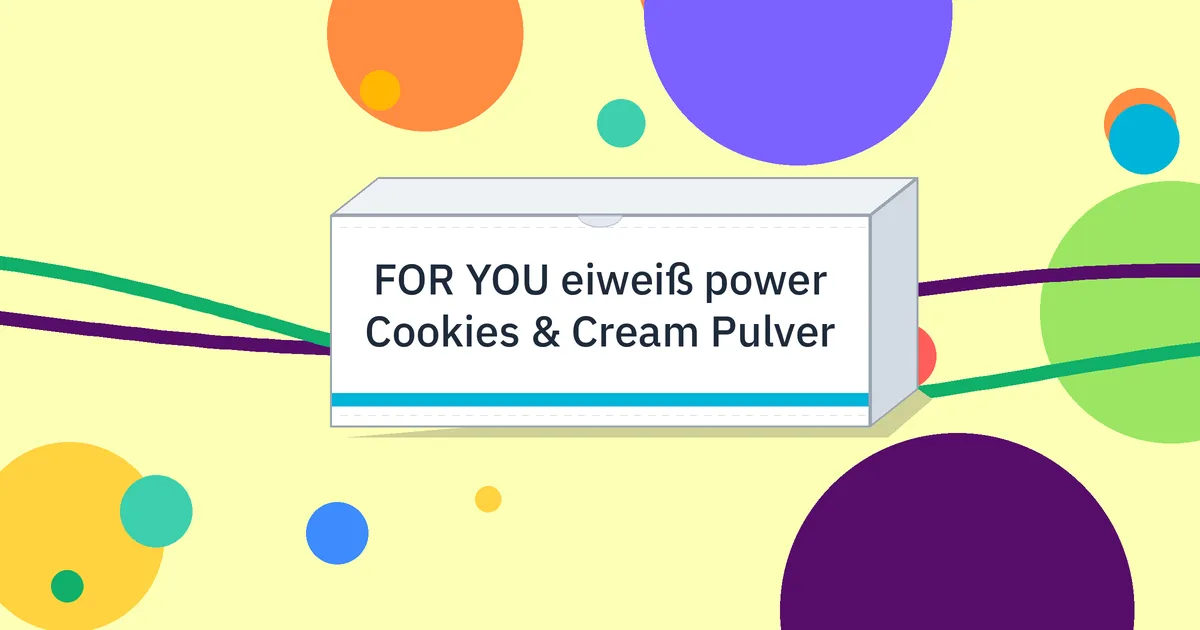 Symbolbild: Packung mit der Aufschrift FOR YOU eiweiß power Cookies & Cream Pulver (PZN 19106592) – Verfügbarkeit und Bezug in Apotheken in Frankfurt am Main