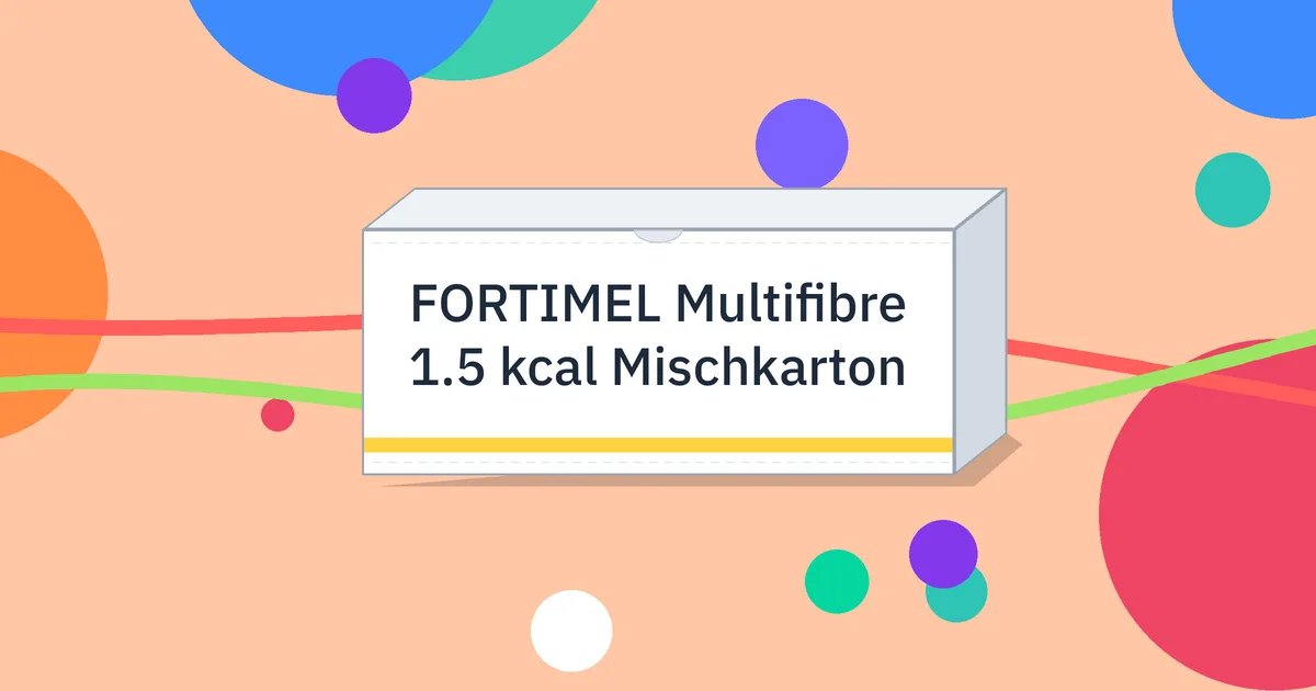 Symbolbild: Packung mit der Aufschrift FORTIMEL Multifibre 1.5 kcal Mischkarton (PZN 19095871) – Verfügbarkeit und Bezug in Apotheken in Frankfurt am Main