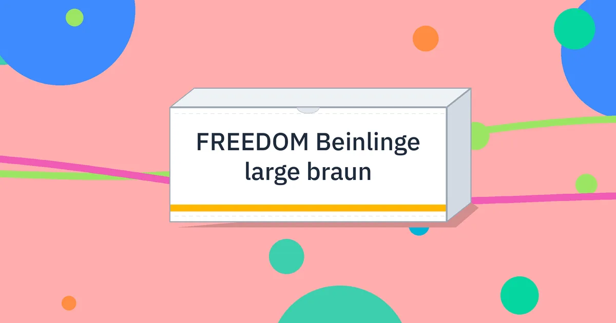 Symbolbild: Packung mit der Aufschrift FREEDOM Beinlinge large braun (PZN 04177439) – Verfügbarkeit und Bezug in Apotheken in Frankfurt am Main