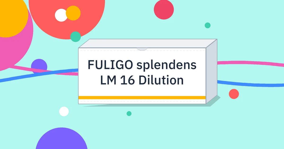 Symbolbild: Packung mit der Aufschrift FULIGO splendens LM 16 Dilution (PZN 13493458) – Verfügbarkeit und Bezug in Apotheken in Frankfurt am Main