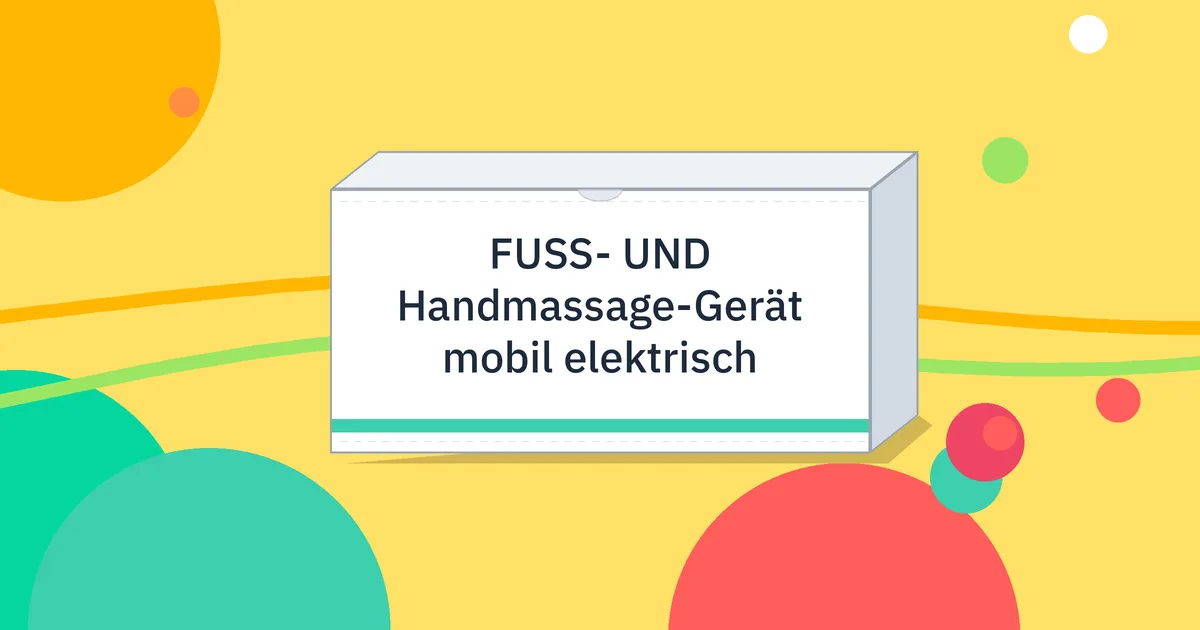 Symbolbild: Packung mit der Aufschrift FUSS- UND Handmassage-Gerät mobil elektrisch (PZN 09883917) – Verfügbarkeit und Bezug in Apotheken in Frankfurt am Main