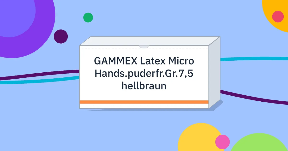 Symbolbild: Packung mit der Aufschrift GAMMEX Latex Micro Hands.puderfr.Gr.7,5 hellbraun (PZN 11298126) – Verfügbarkeit und Bezug in Apotheken in Frankfurt am Main